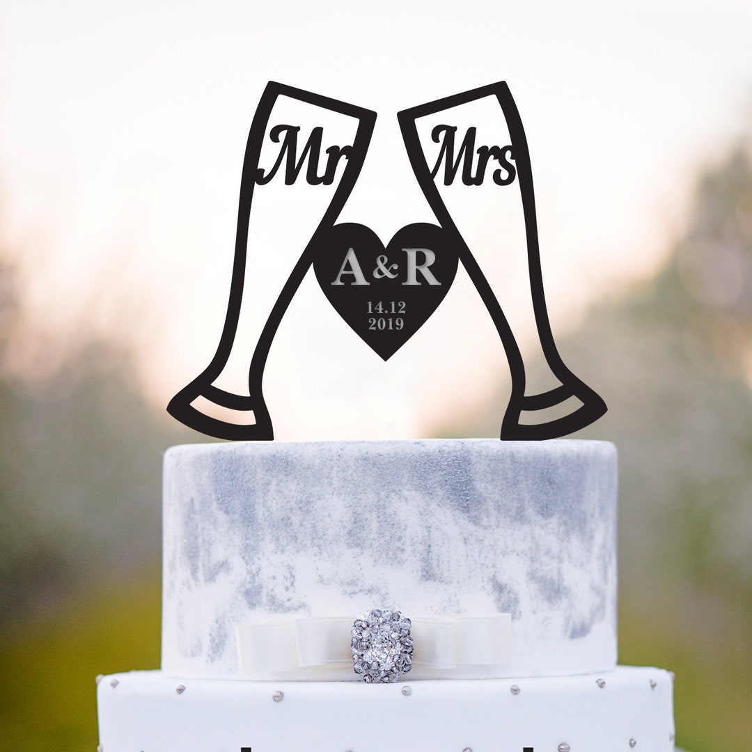 Beer Glasses Wedding Cake Topper,beer Cake Topper,mr and Mrs Cake ...