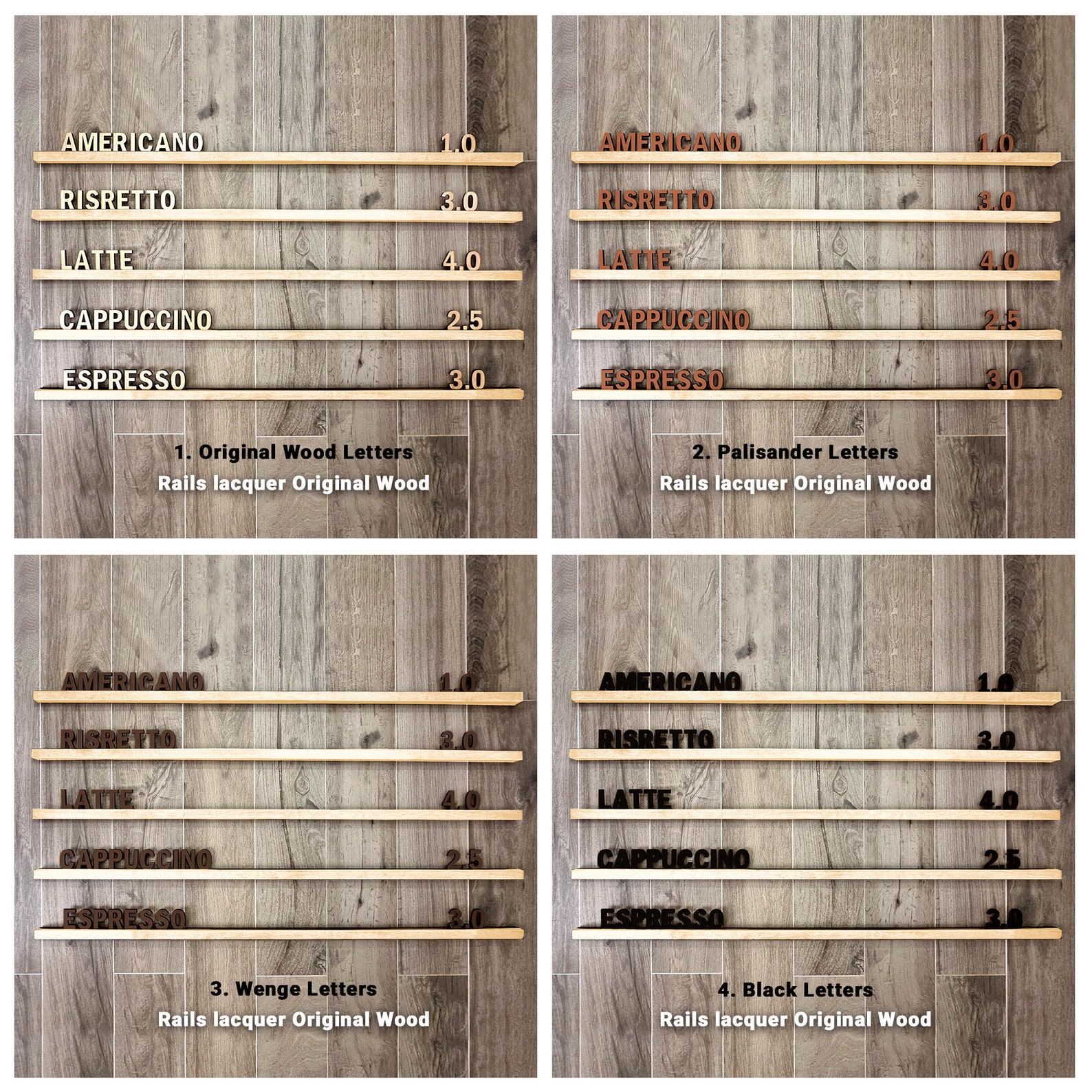 Changeable Letter Menu Board, Wood Wall Rails, Cafe Sign - Etsy