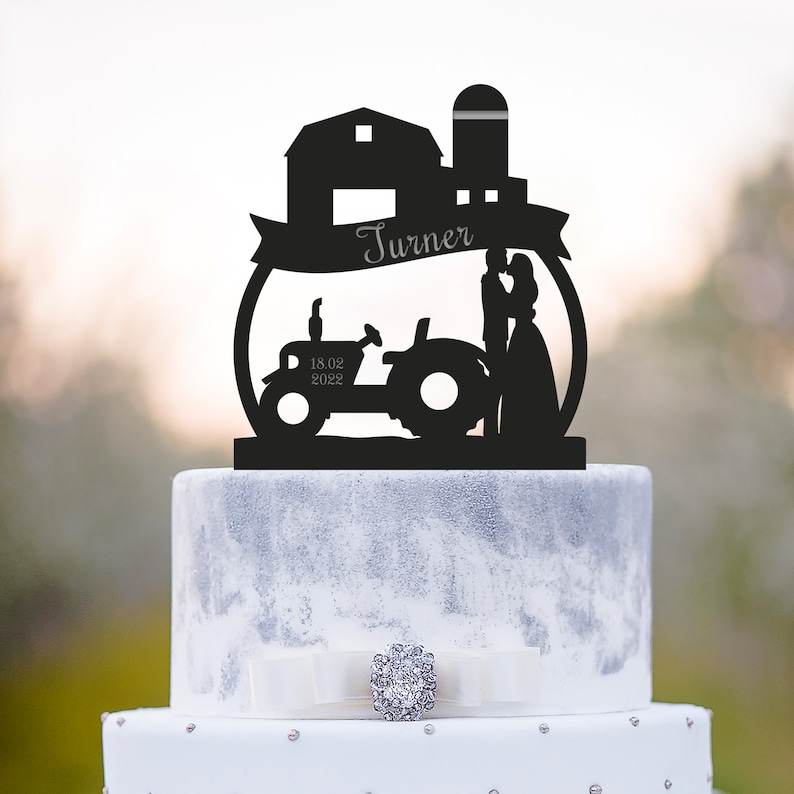 Custom farmer wedding cake toppercountry cake | Etsy