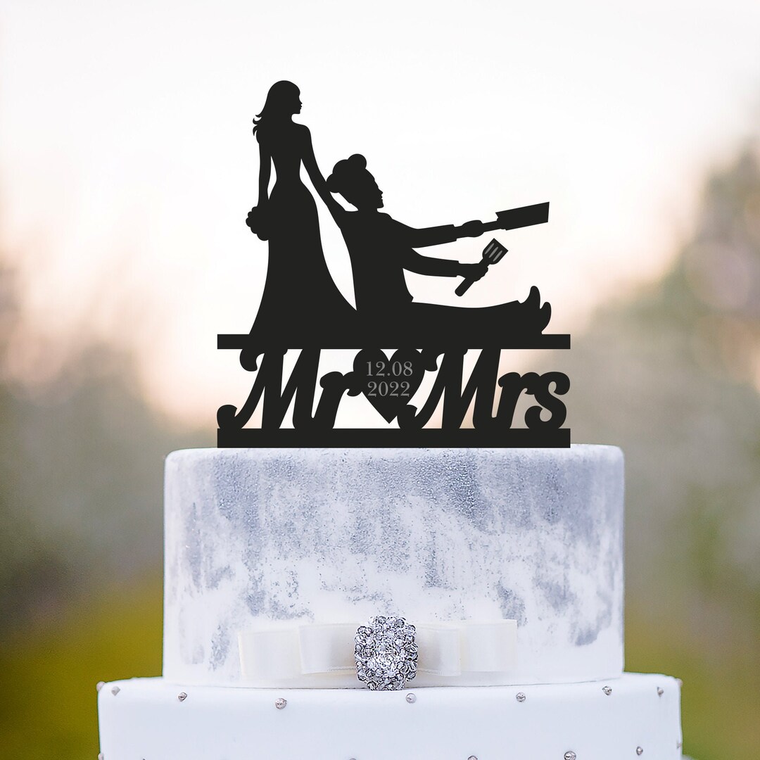 Chef Wedding Cake Topper,custom Chef Party Bride and Groom Cake Topper ...