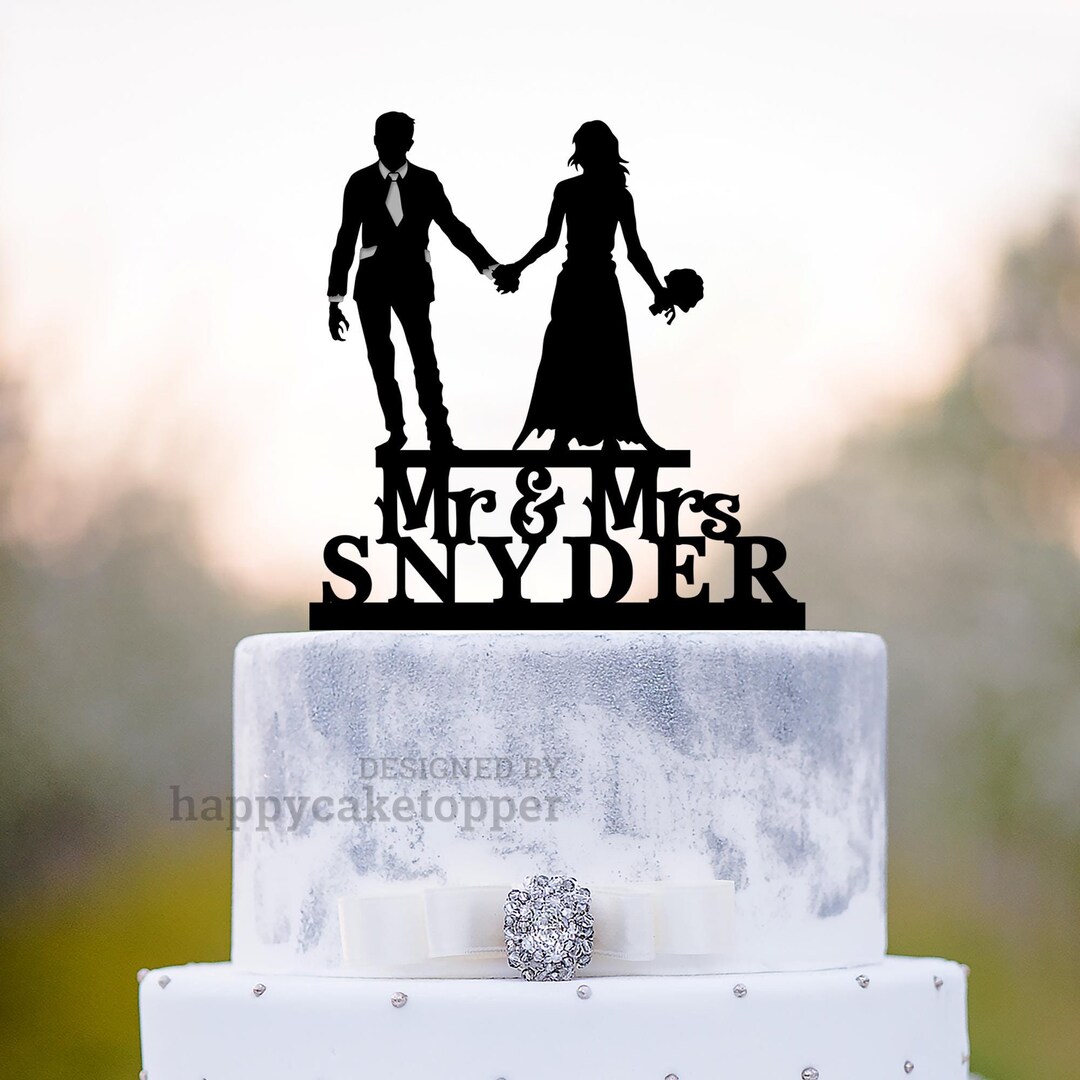 Zombie Wedding Cake Topper, Zombie Bride and Groom Topper, Halloween ...