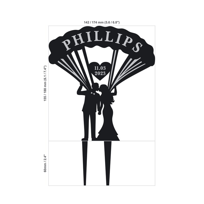 Parachute Wedding Cake Topper Bride and Groomskydiving - Etsy