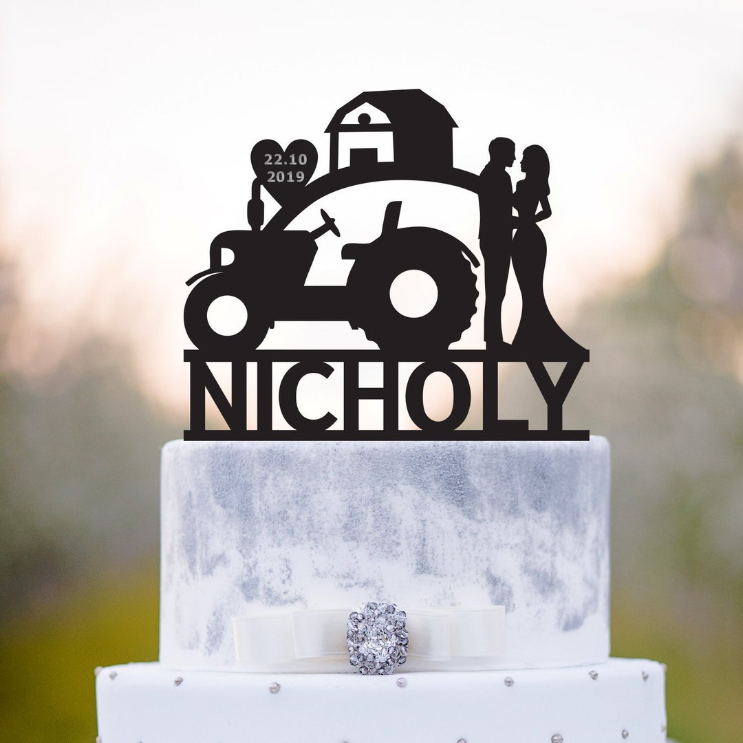 Farm Wedding Bride and Groom Cake Topper,country Wedding Cake Topper ...