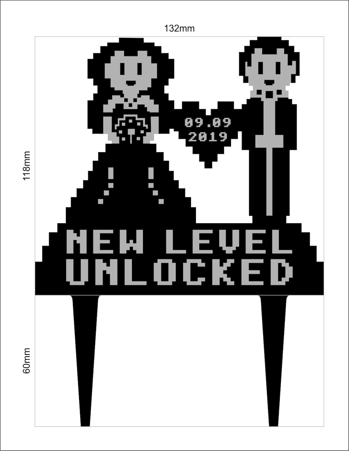 8 bit Video game wedding cake toppergamers wedding 8 bit cake | Etsy