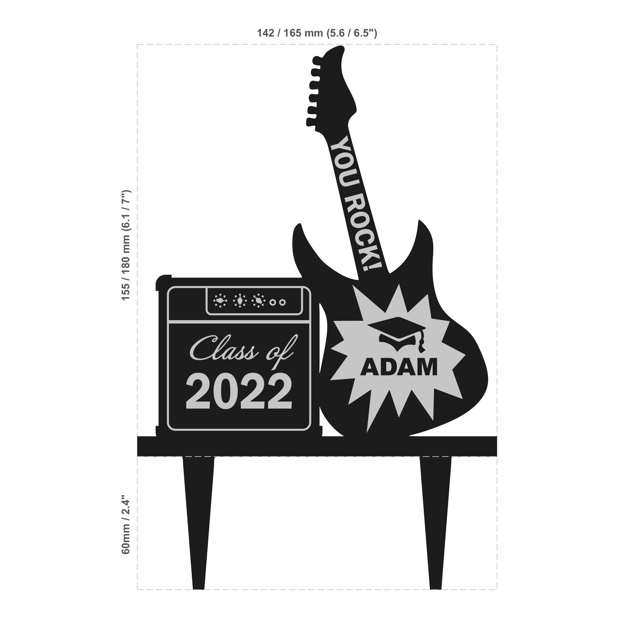 Custom Guitar Graduation Cake Topper, Rock N Roll Music Theme, A578 - Etsy