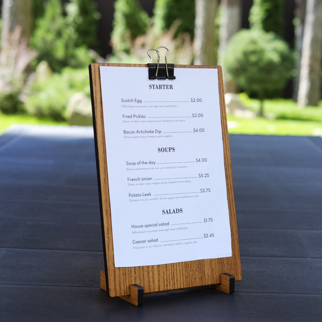 Table Stand Menu Holder, Menu Board, Wooden Sign Holder Menu, Custom ...