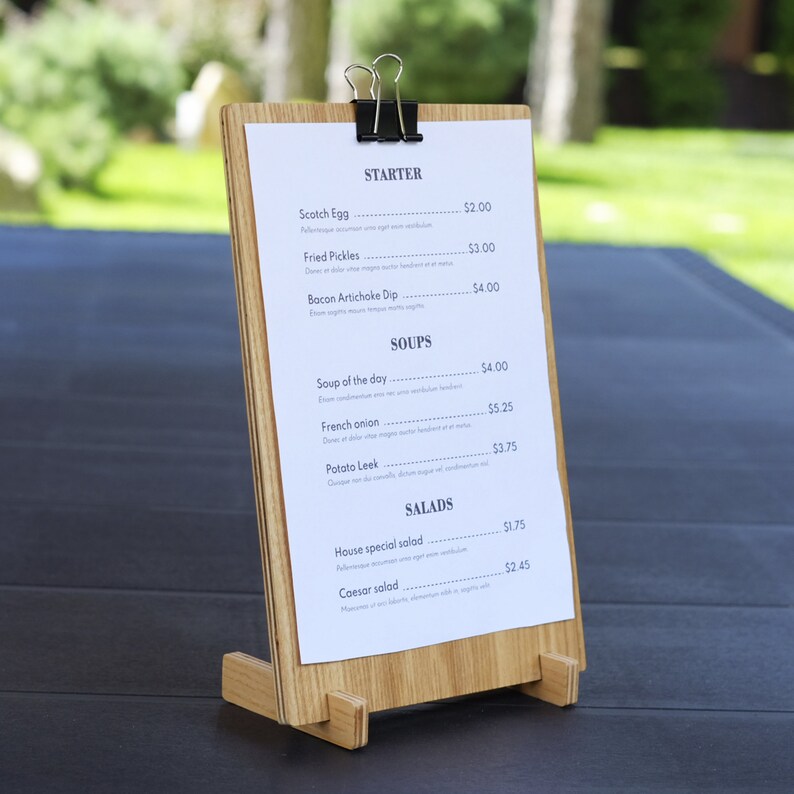 Table Stand Menu Holder, Menu Board, Wooden Sign Holder Menu, Custom ...