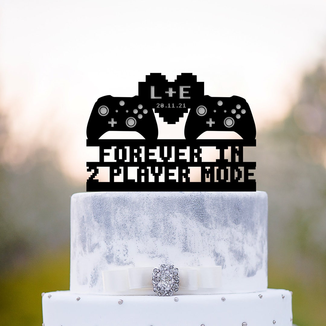 Game Wedding Cake Topper, Forever in 2 Player Mode Wedding Cake Topper ...