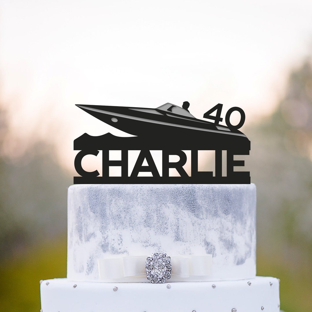 Personalized Speed Boat Cake Topper, Acrylic Birthday Party Decoration ...