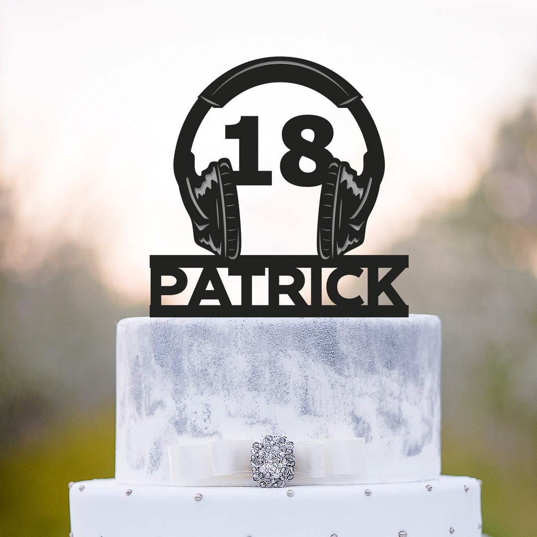 Headphones Birthday Cake Topper,happy Birthday Name Cake Topper,music ...