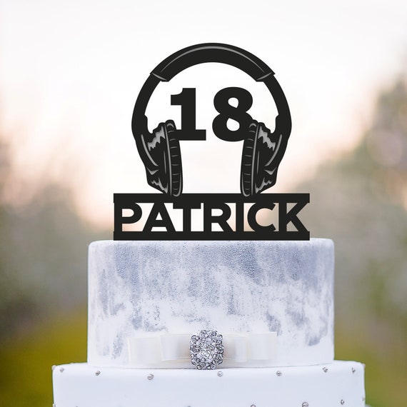 Headphones Birthday Cake Topperhappy Birthday Name Cake - Etsy