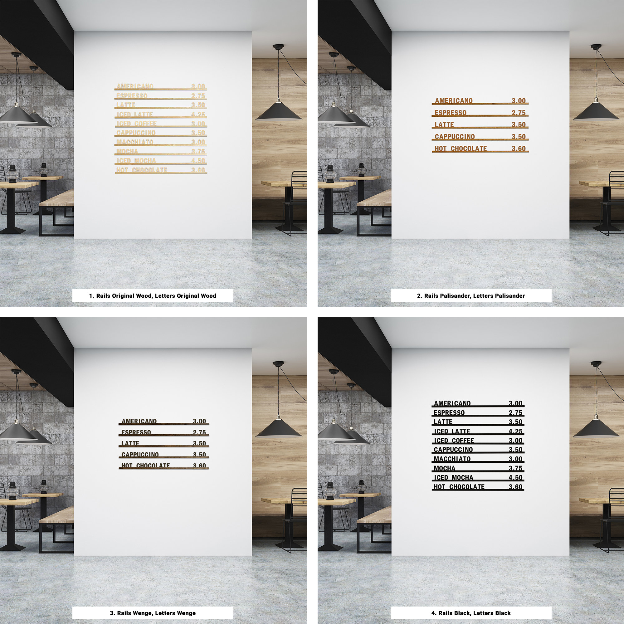 Wall Mounted Menu Rails, Changeabe Letter Board, Cafe Wall Menu ...