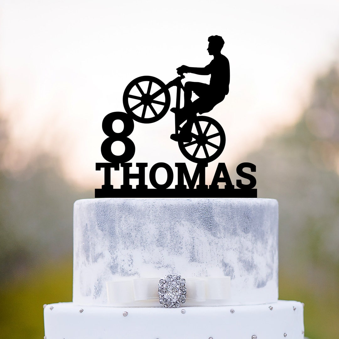 Bicycle Birthday Cake Topper, BMX Biker Cake Topper, Cyclist Birthday ...