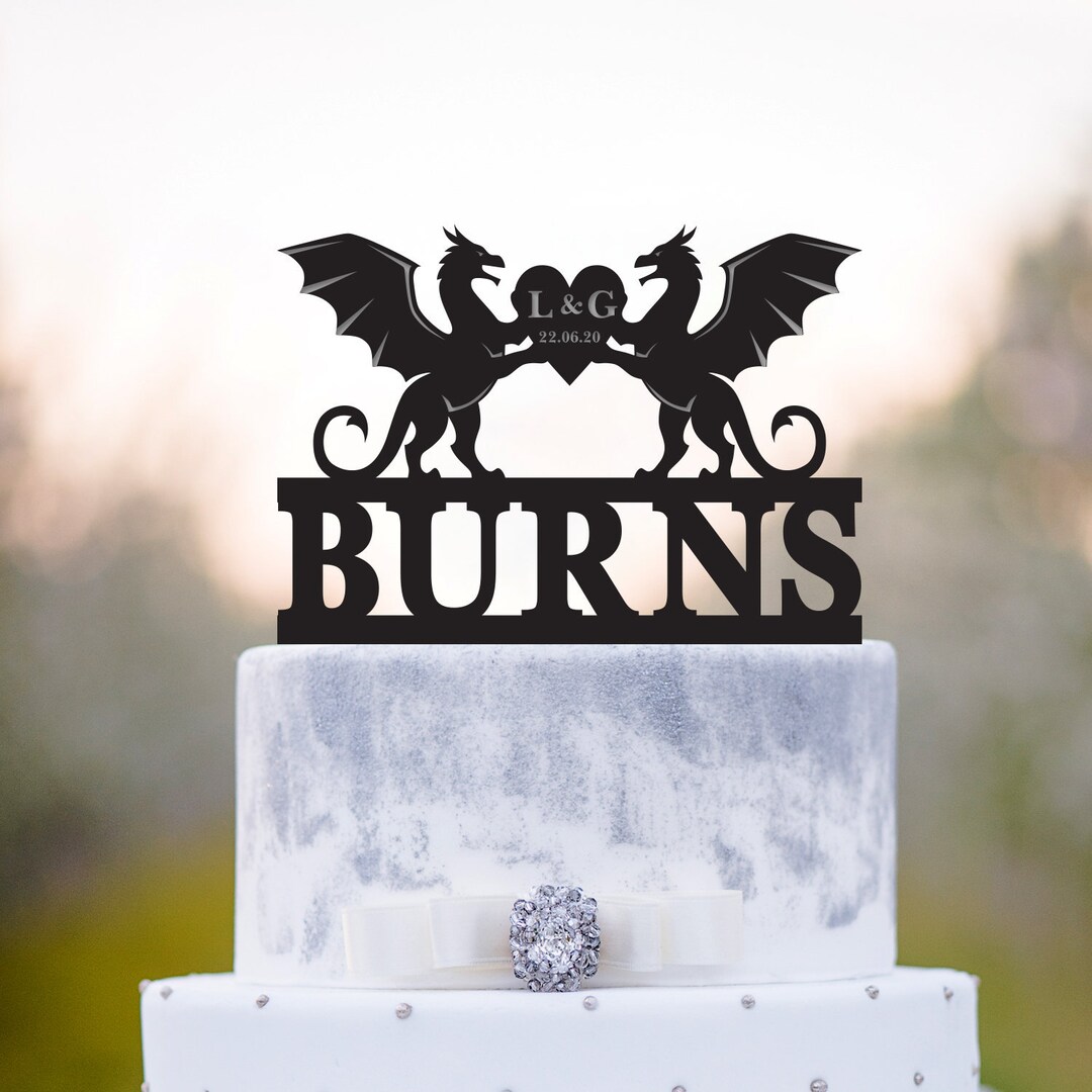 Dragon Couple Wedding Last Name Custom Cake Topper,dragon Wedding ...