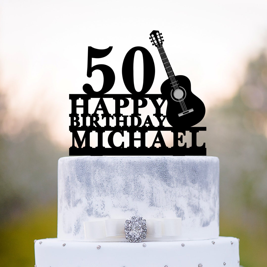 Guitar Birthday Cake Topper, Musician Cake Topper, Rockstar Birthday ...
