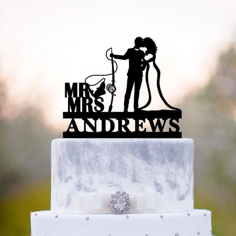 Fishing Wedding Cake Topper, Fisherman Wedding Cake Topper, Mr and Mrs ...