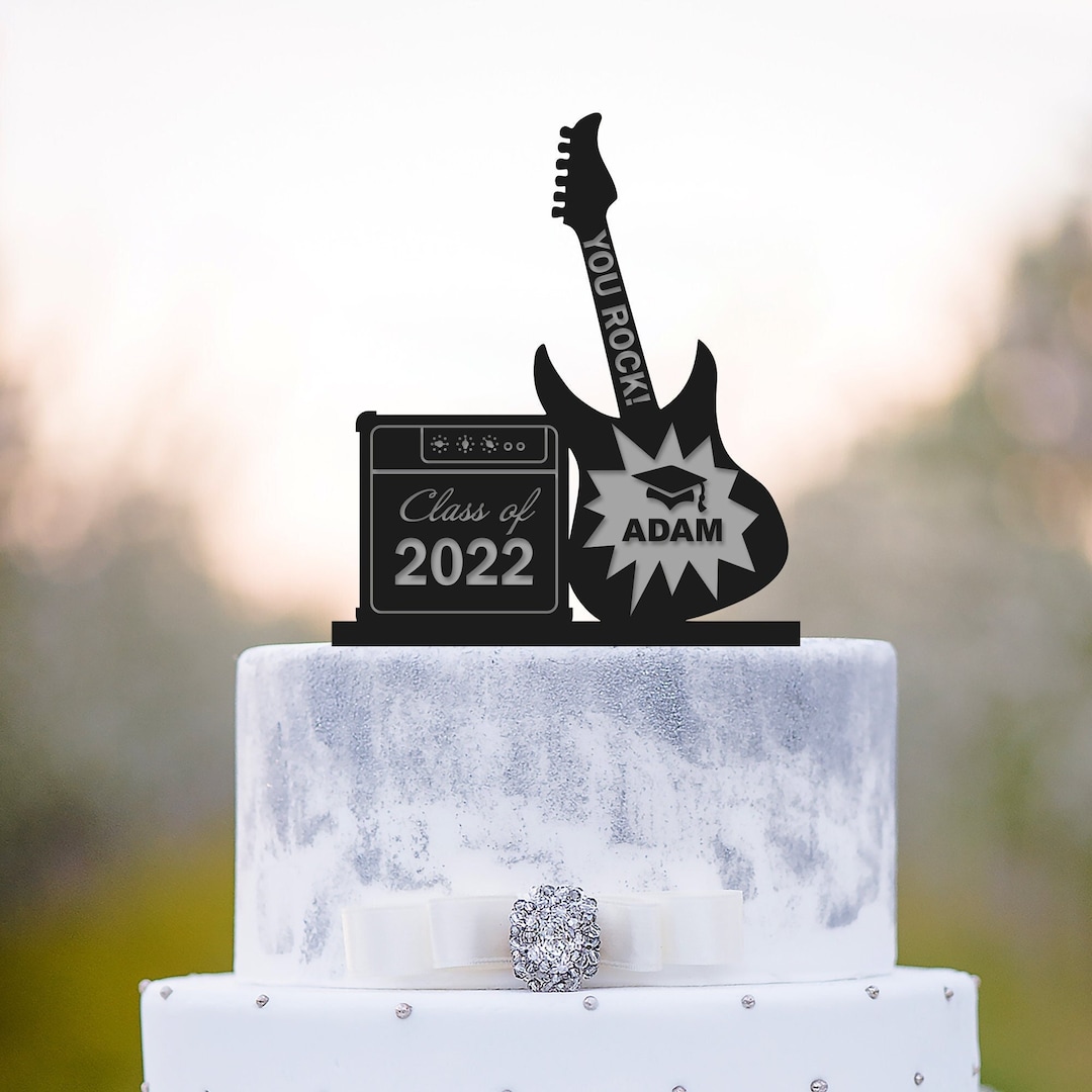 Custom Guitar Graduation Cake Topper, Rock N Roll Music Theme, A578 - Etsy