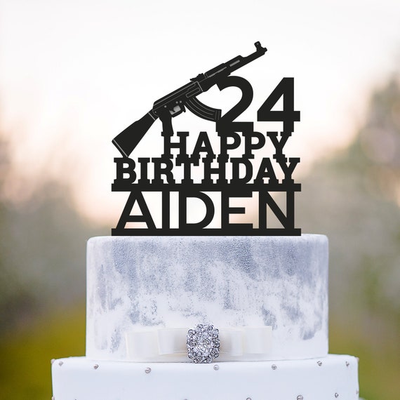 Gun Cake Topper Birthdaygun Lover Birthday Cake Toppercustom | Etsy UK