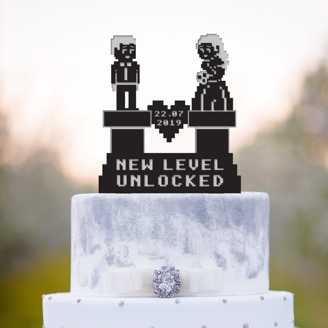 8 Bit Wedding Gamer Cake Topper,gamer Wedding Cake Topper,8 Bit Video ...