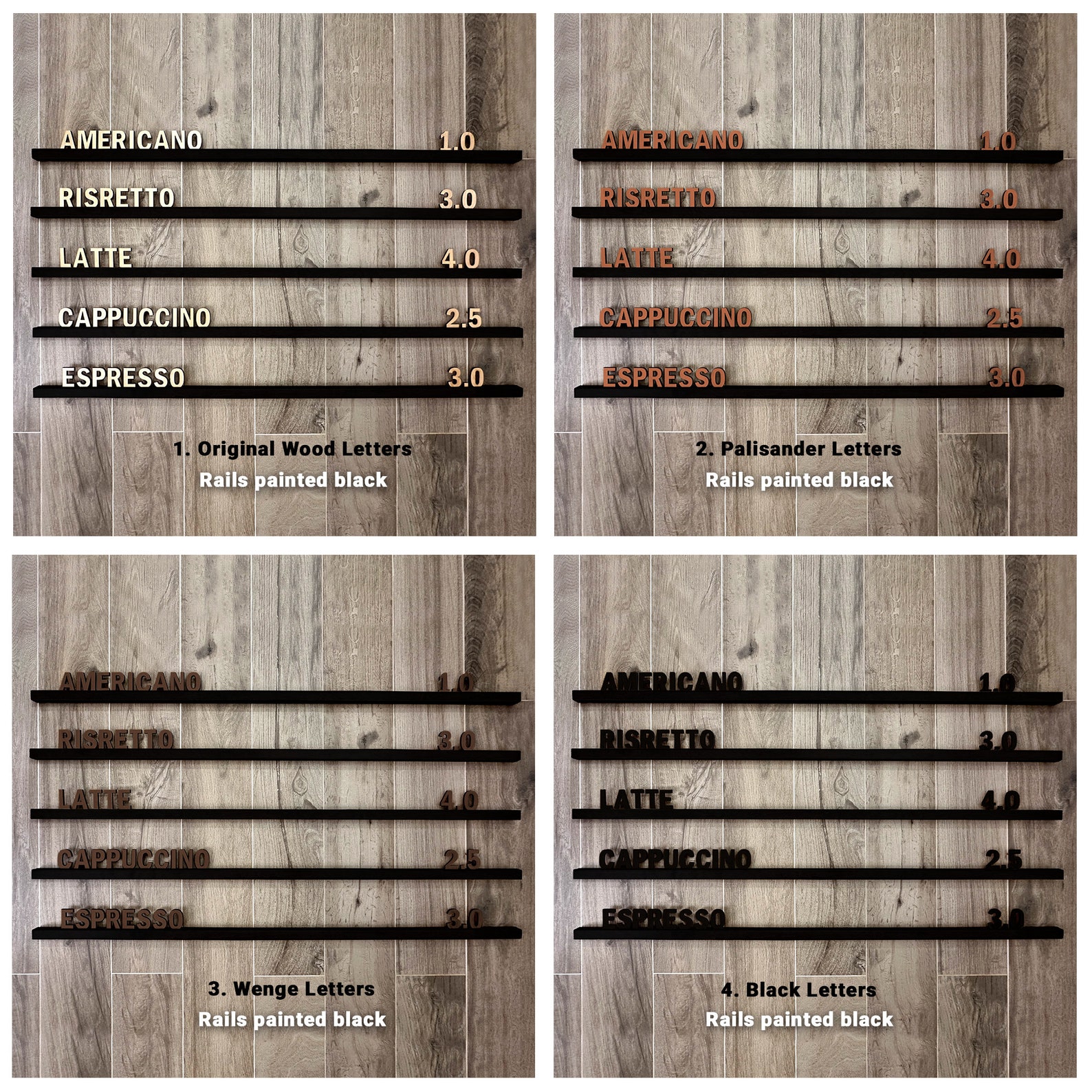 Changeable Letter Menu Board, Wood Wall Rails, Cafe Sign - Etsy