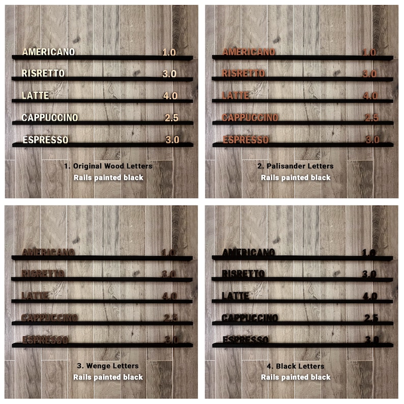 Changeable Letter Menu Board, Wood Wall Rails, Cafe Sign - Etsy