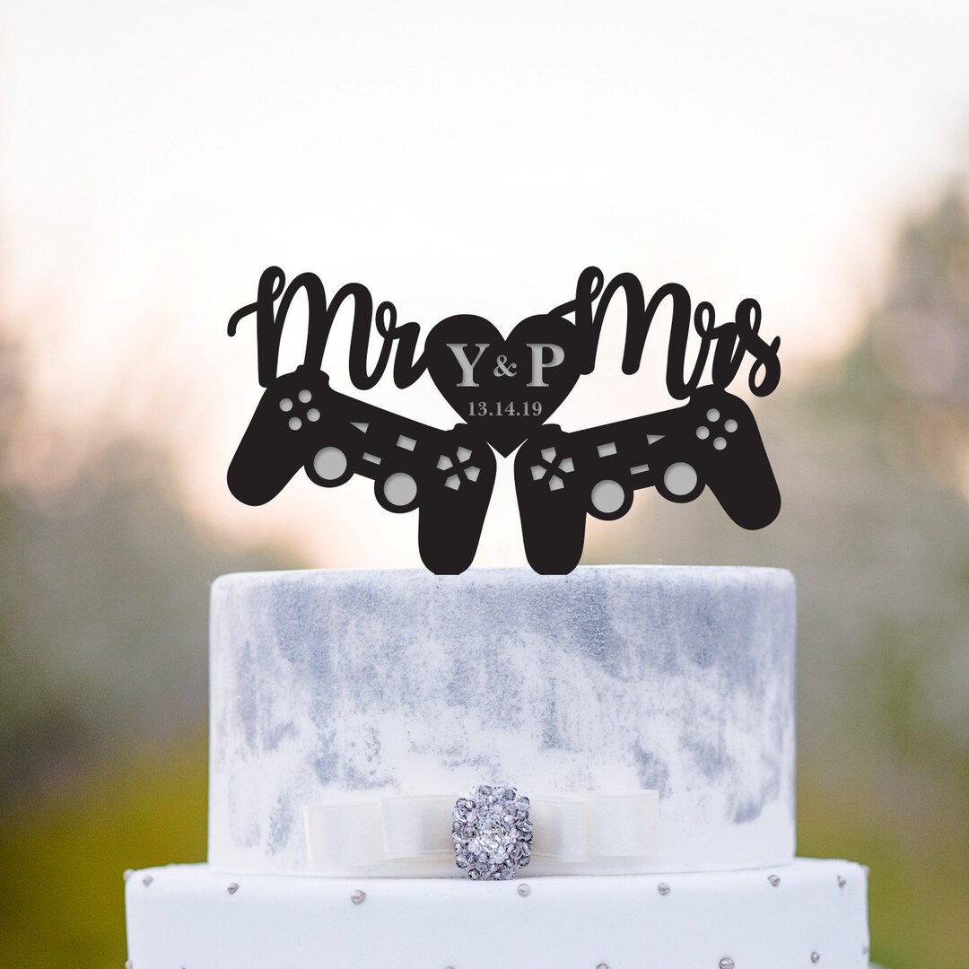 Gamer Cake Topper,gamer Wedding Cake Topper,video Game Wedding Topper ...