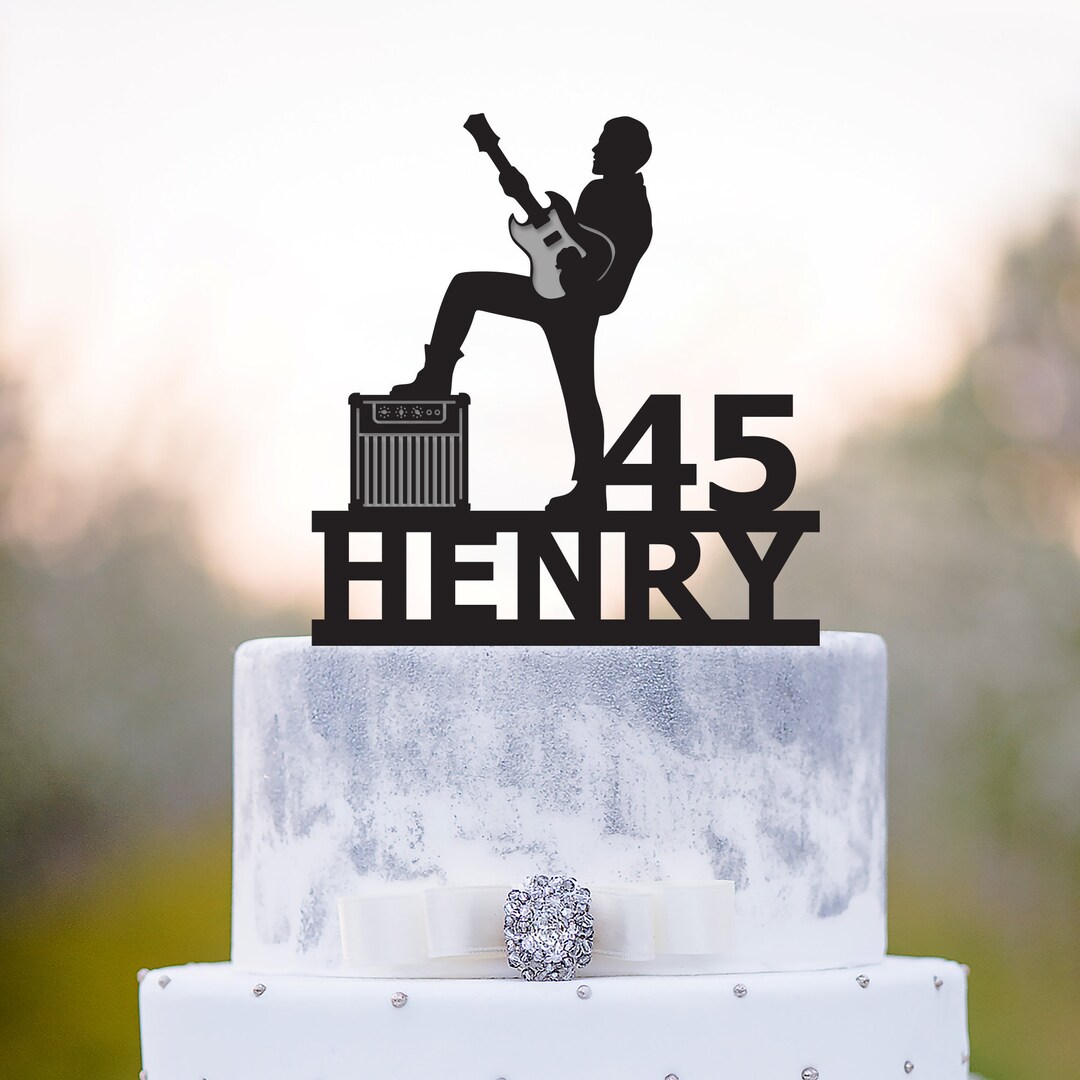 Personalized Rockstar Guitar Cake Topper, Acrylic Musician Birthday ...