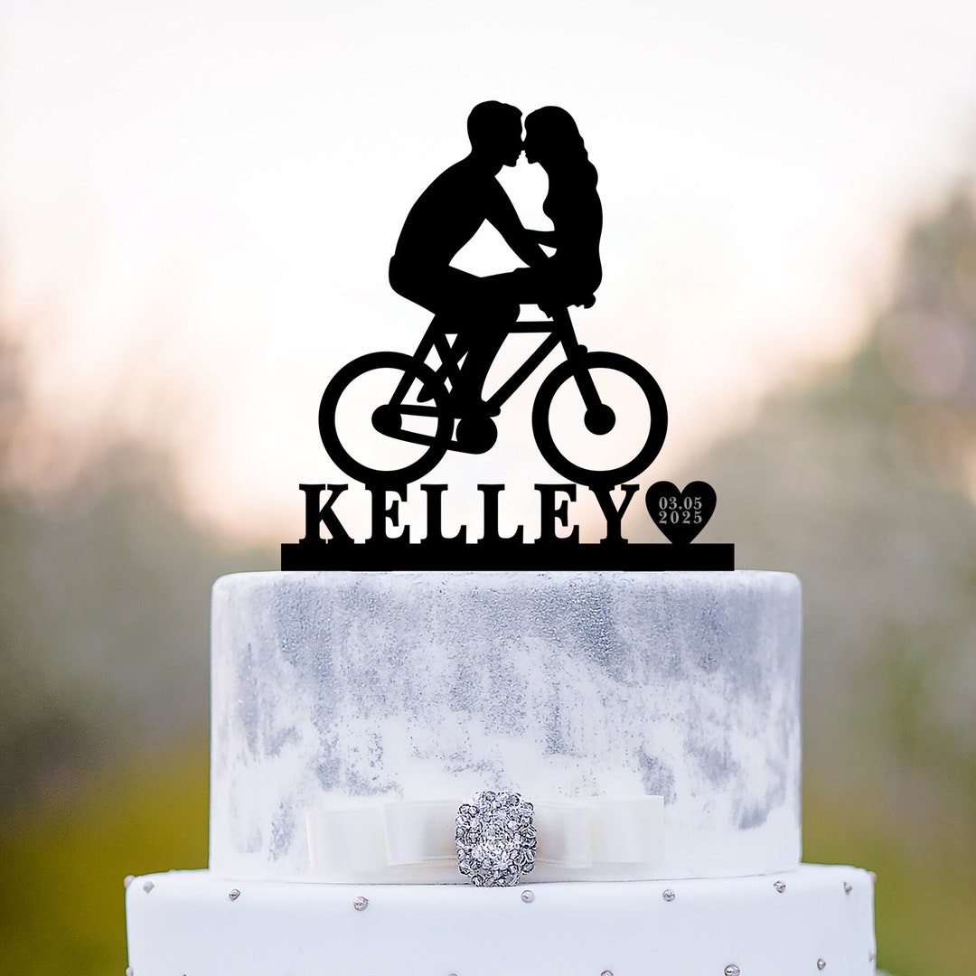 Bicycle Wedding Cake Topper, Tandem Bicycle Couple Cake Topper, Bike ...