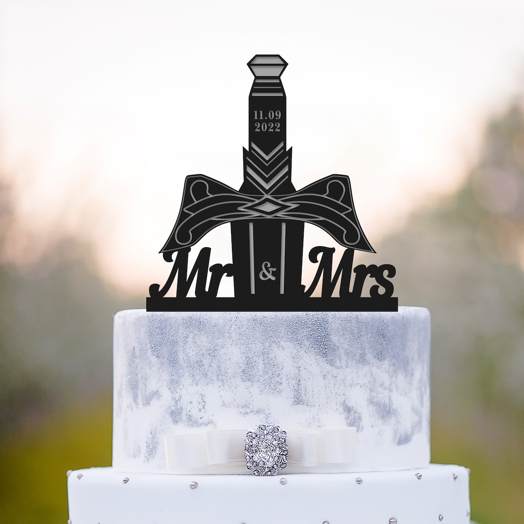 Personalized Medieval Sword Wedding Cake Topper, Viking Theme Cake ...
