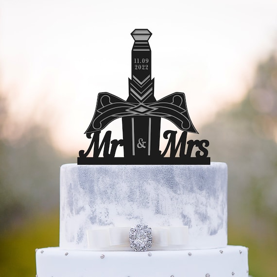 Medieval Sword Wedding Cake Topper Mr and Mrsmaster Sword - Etsy