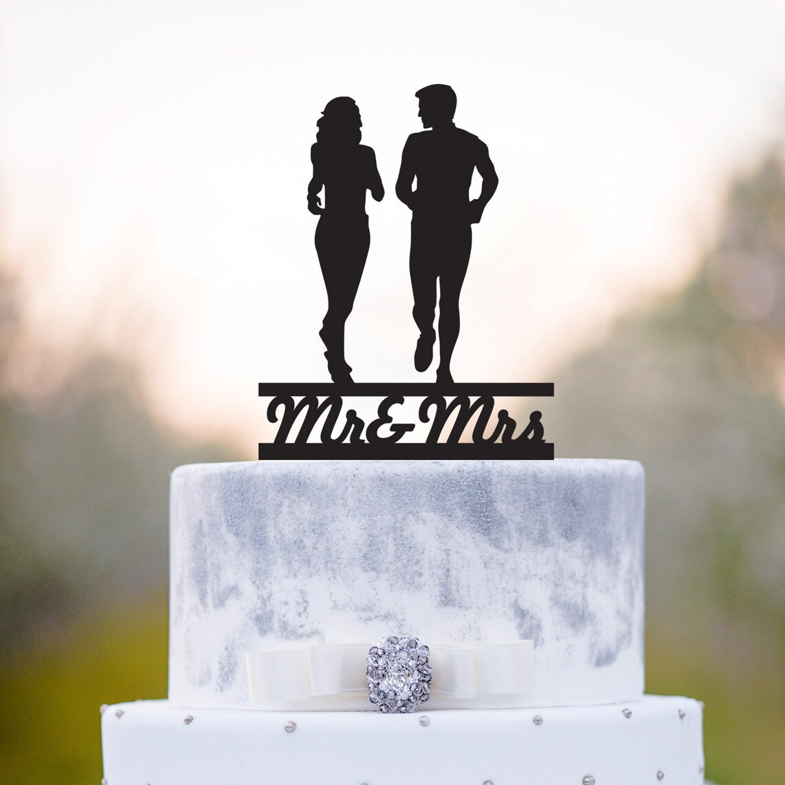 Running Lover Cake Topperrunners Wedding Mr and Mrs Cake | Etsy