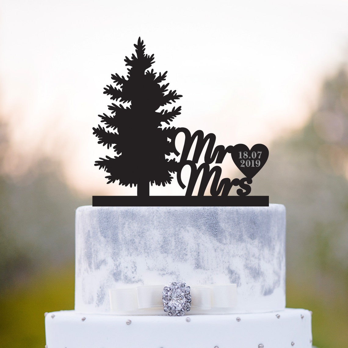 Pine Tree Forest Cake Topper Datetree Wedding Cake | Etsy