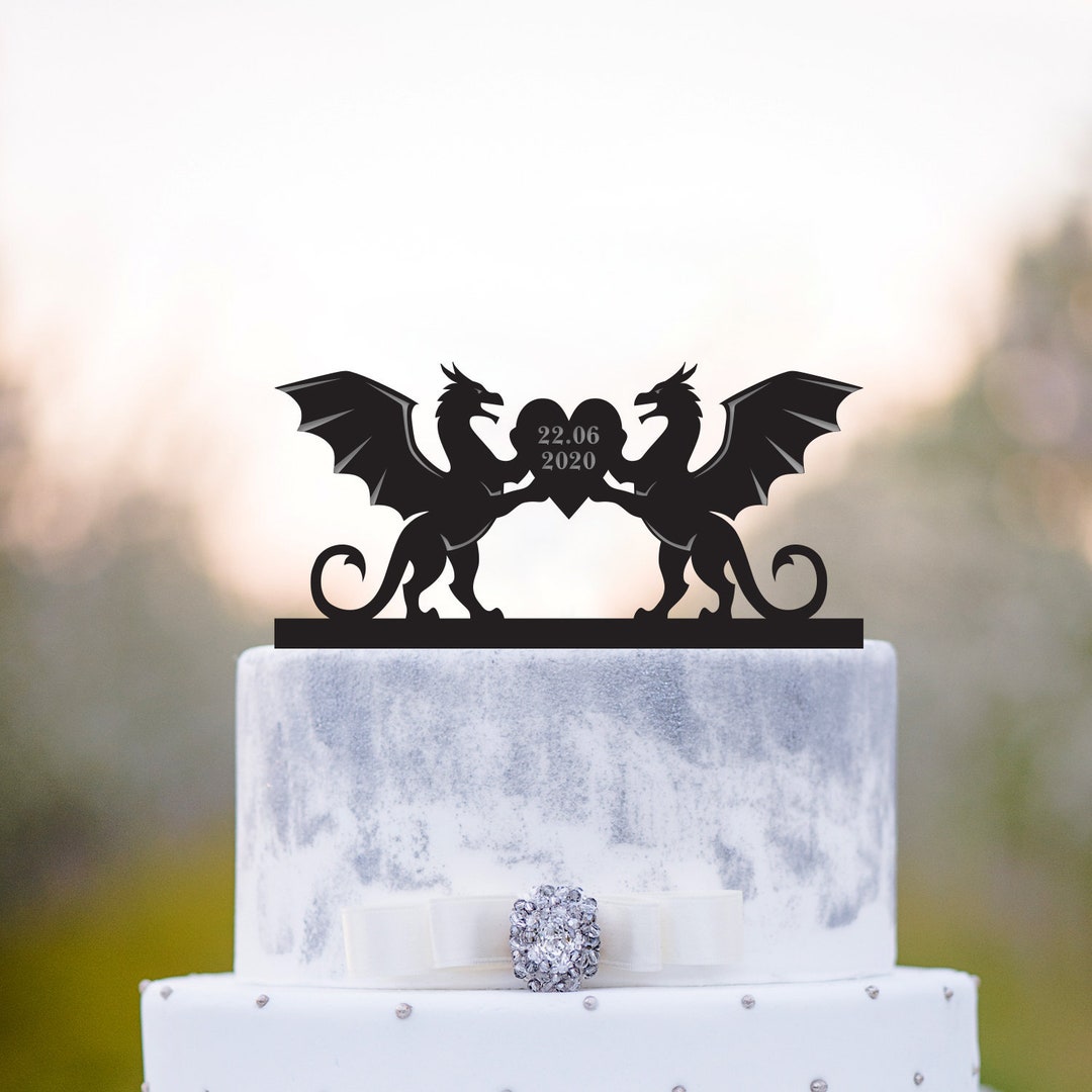 Dragon Fantasy Personalized Wedding Cake Topper,dragon Couple Wedding ...