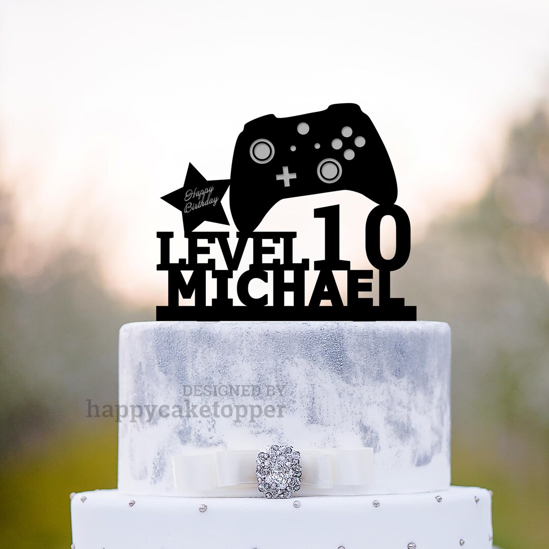 Gamer Birthday Cake Topper, Video Game Birthday Topper, Level Game Cake ...