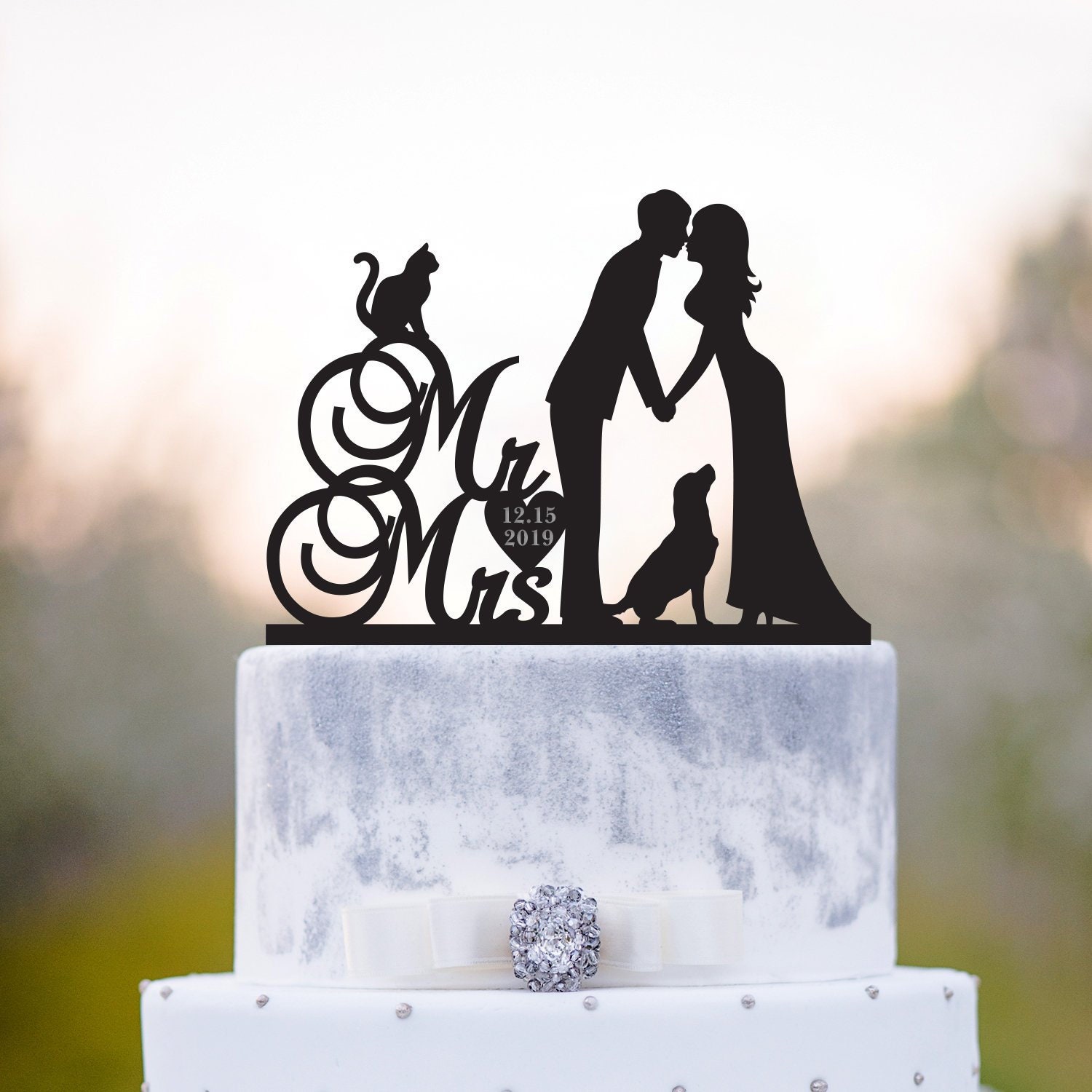 Cat wedding topperCake topper with dogBride and groom cake | Etsy