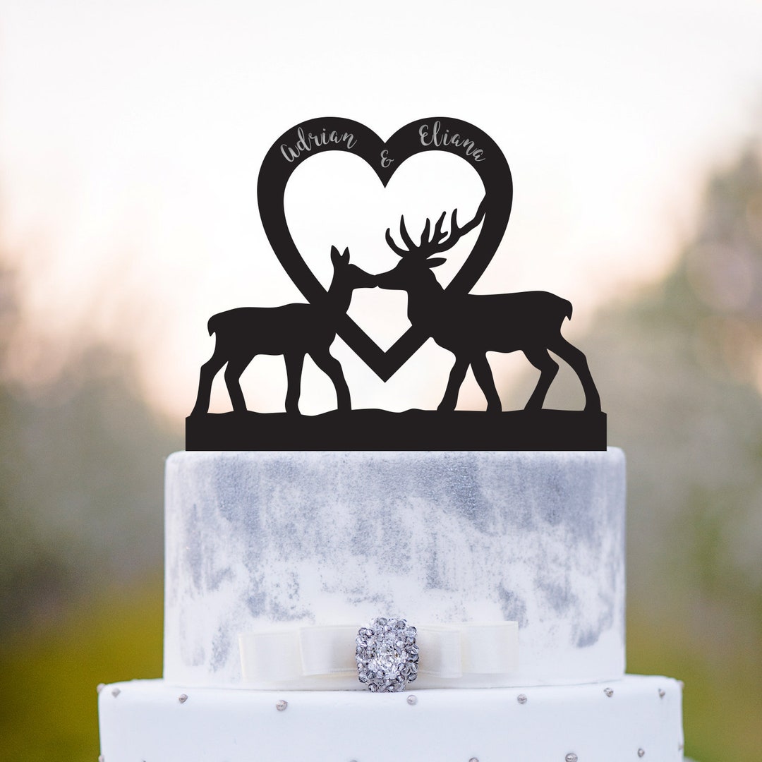Her Buck His Doe Wedding Cake Topper,deer Cake Topper,stag and Doe Cake ...