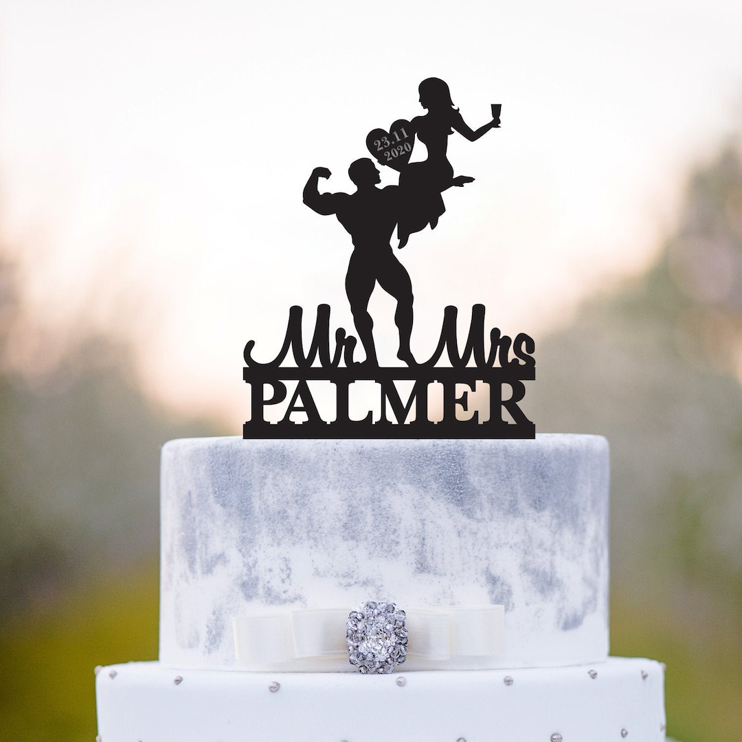 Bodybuilder Mr and Mrs Wedding Cake Topper,fitness Cake Topper,funny ...