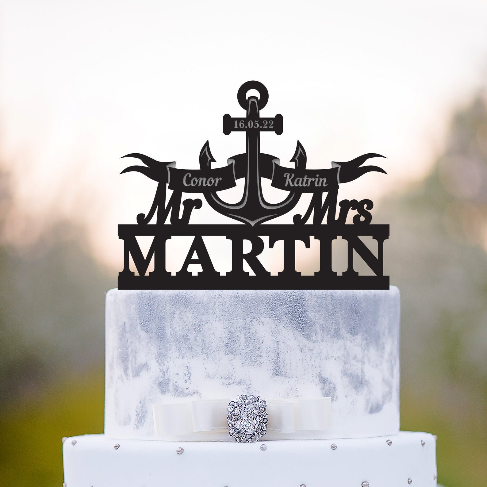 Custom Nautical Anchor Cake Topper Wedding,anchor Mr and Mrs Wedding ...