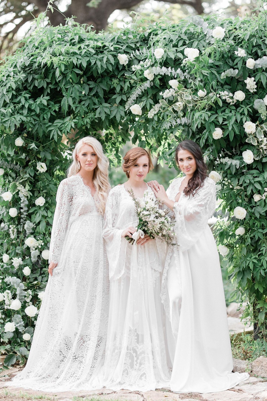 LACE BRIDAL ROBE for Wedding Day, Boudoir Photo Shoot, Lace Robe With ...