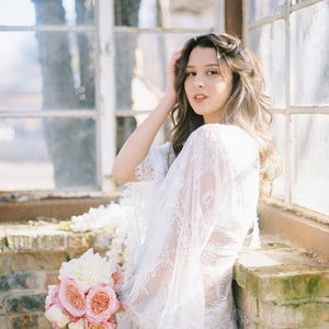 LACE BRIDAL ROBE for Wedding Day, Boudoir Photo Shoot, Lace Robe With ...