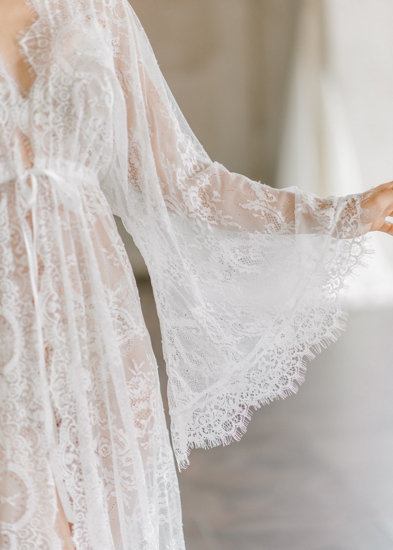 Lace Bridal Robe For Wedding Boudoir Photo Shoot Sheer Etsy