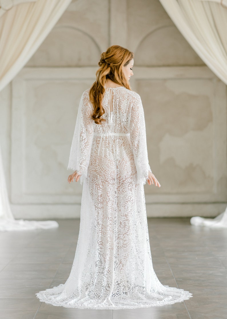 LACE BRIDAL ROBE for Wedding Day Boudoir Photo Shoot Lace | Etsy