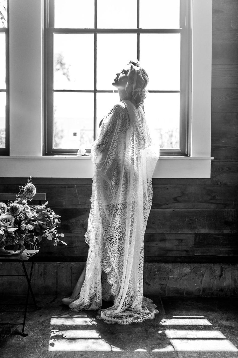 BRIDAL LACE CAPE with hood for wedding day sexy lace cloak | Etsy