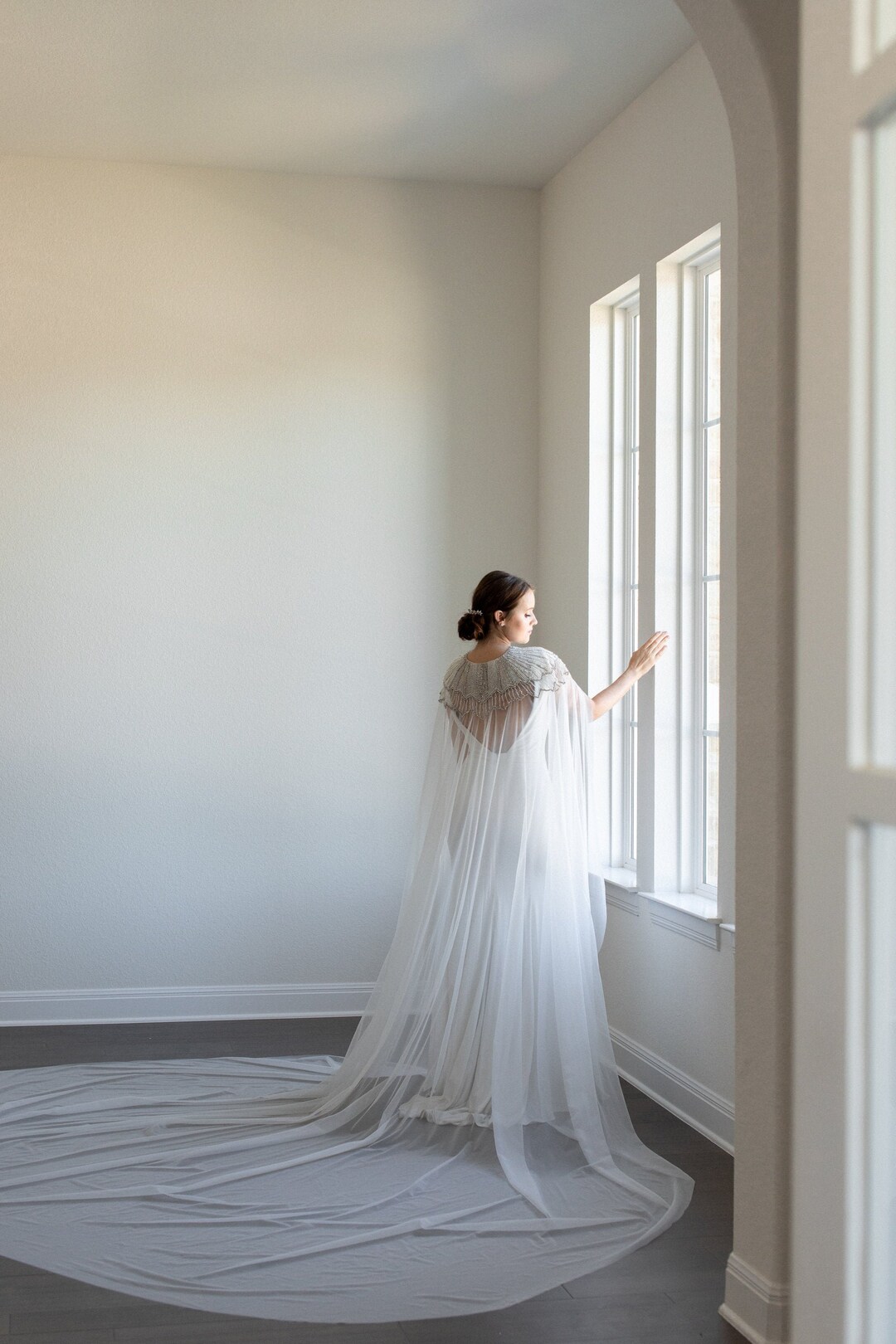 BEADED BRIDAL CAPE Wedding Day Cloak, Bridal Cover Up, Crystal ...