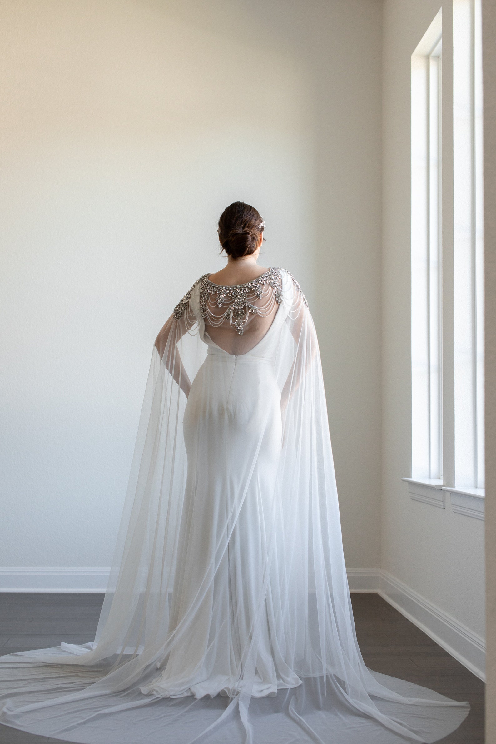 BEADED BRIDAL CAPE Wedding Day Cloak Bridal Cover Up Crystal | Etsy