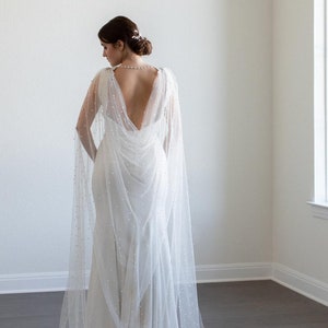 TULLE BRIDAL CAPE Wedding day cloak, bridal cover up, crystal ...