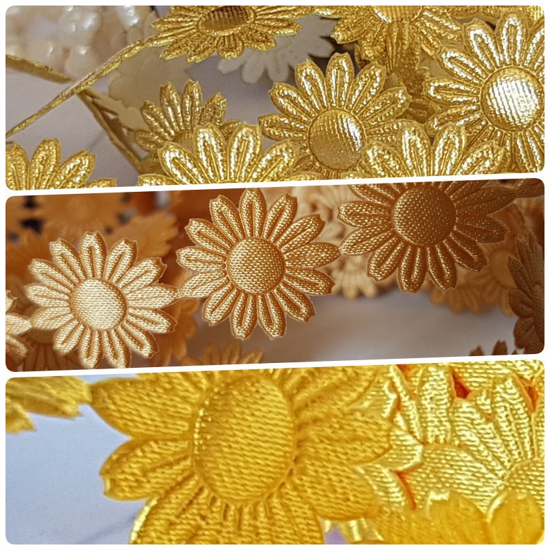 Daisy Flowers Trim Satin Lace Ribbon CRAFTS - Etsy