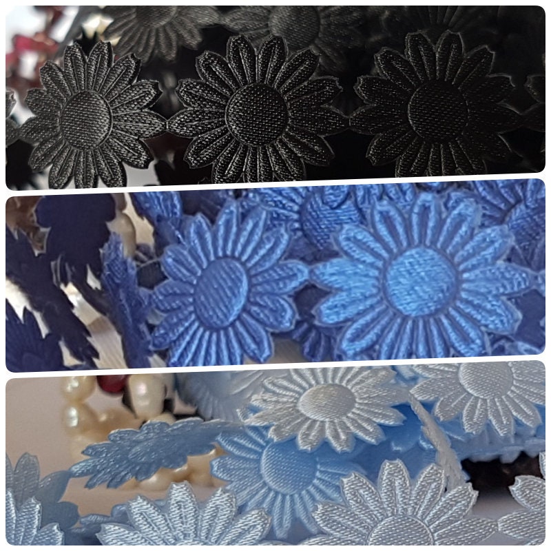 Daisy Flowers Trim Satin Lace Ribbon CRAFTS | Etsy
