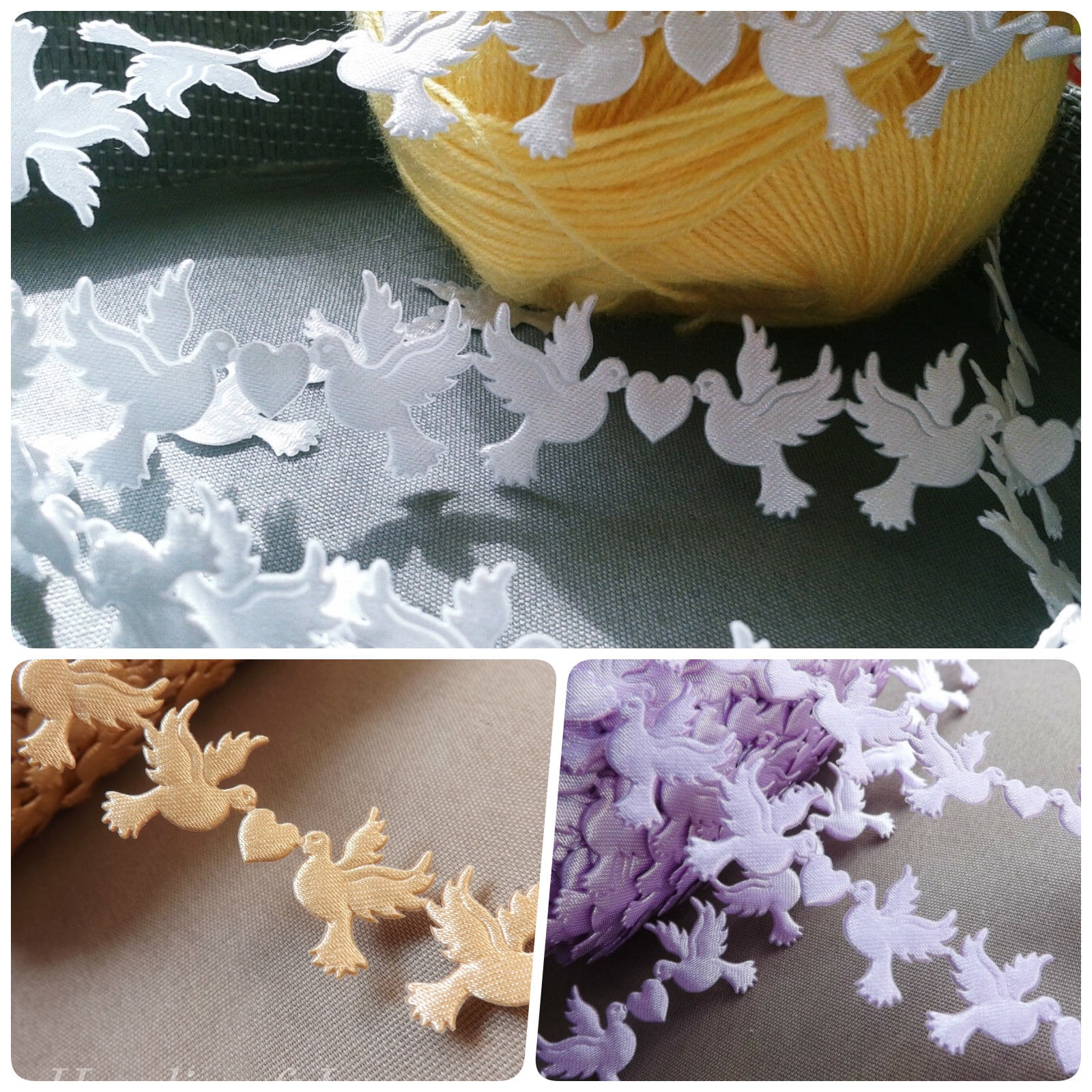 7 Colors Satin Dove Lace Trim Ribbon BRIDAL CRAFTS Card - Etsy UK