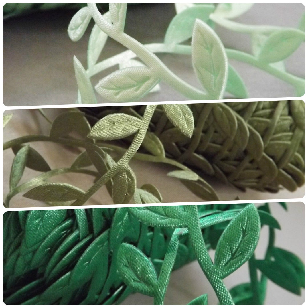 Fine Satin Leaf Leaves Vine Garlands Ribbon Sew on Lace Trim 15 Colors ...